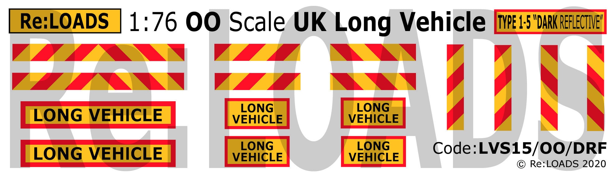OO Scale / OO Gauge UK type 1 5 Long Vehicle Rear Marker Board Signs ...