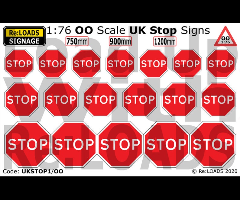 UK Stop Signs, Signage for OO Gauge / OO Scale Model Railway Scenery ...