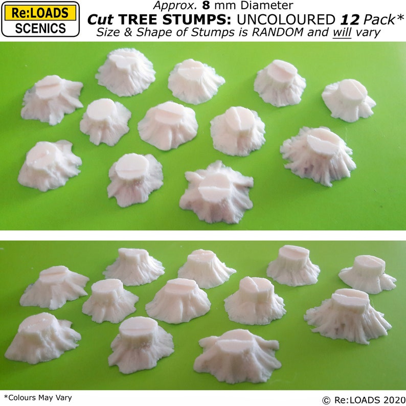 Model Railroad HO Scale Tree STUMPS Uncoloured 8mm Diameter Scale Tree ...