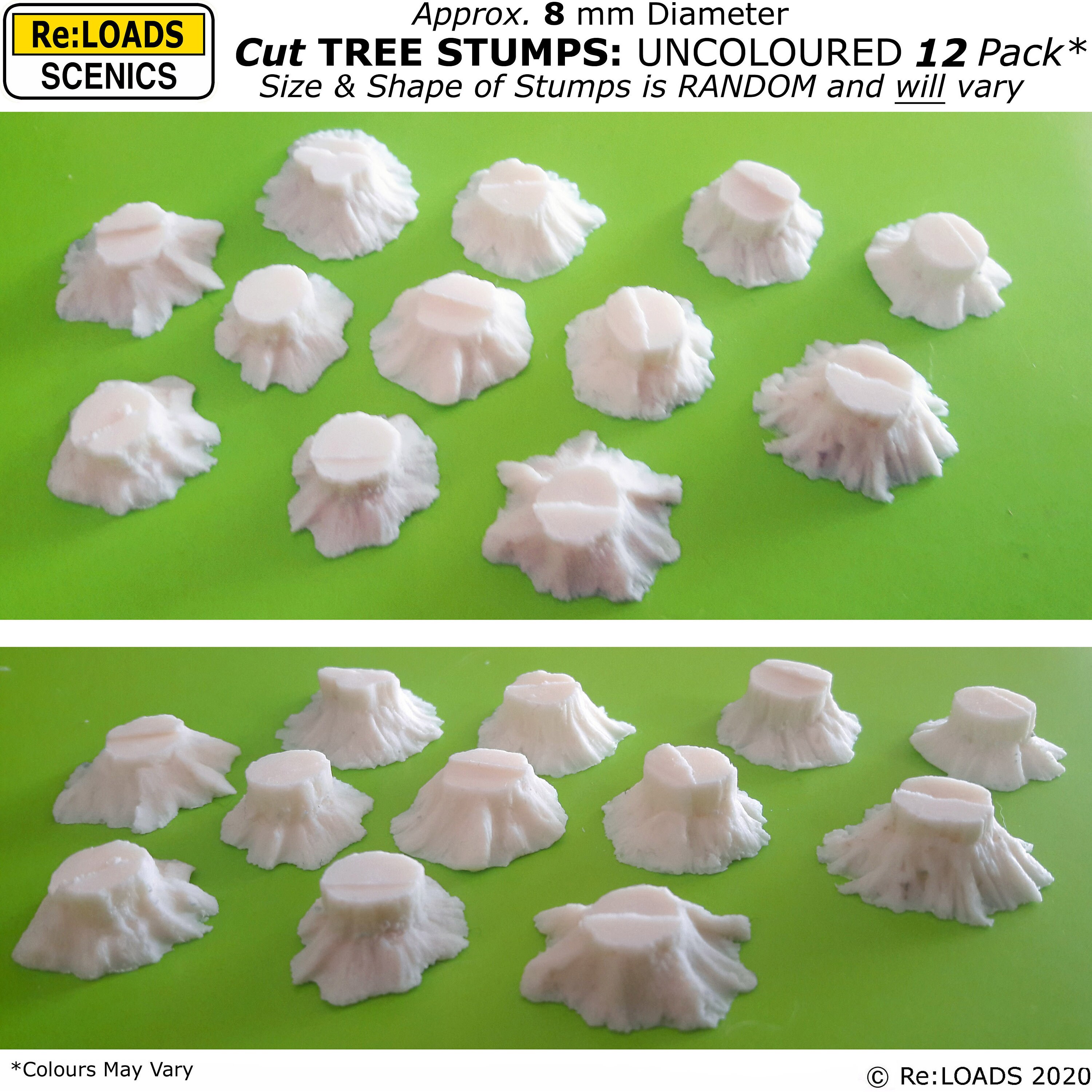Model Railroad HO Scale Tree STUMPS Uncoloured 8mm Diameter Scale Tree ...