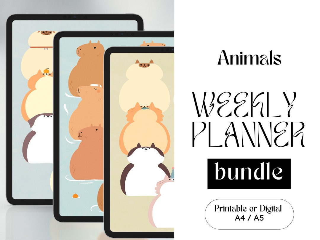 Animal Themed Weekly Planner Pack Printable & Undated Bundle Planner ...