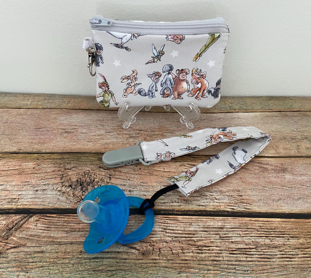 Pacifier Clip Peter Pan Disney Pacifier Leash and Small Zipper Bag Set ...