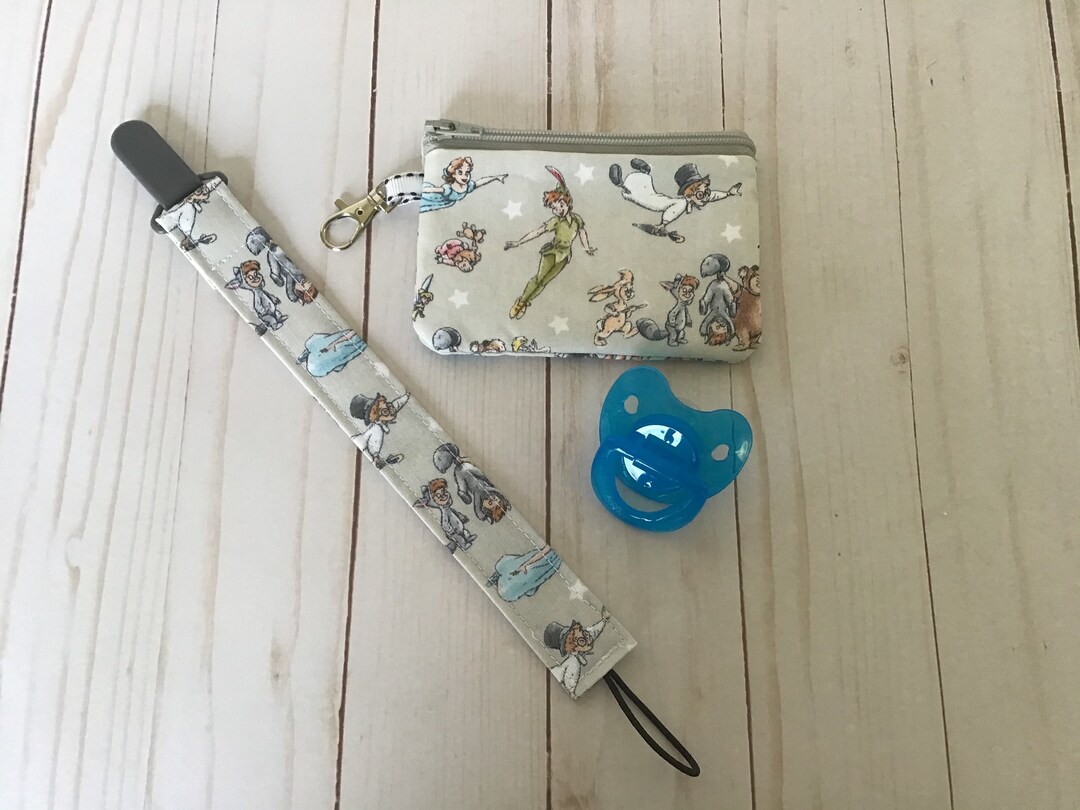 Pacifier Clip Peter Pan Pacifier Leash and Small Zipper Bag - Etsy