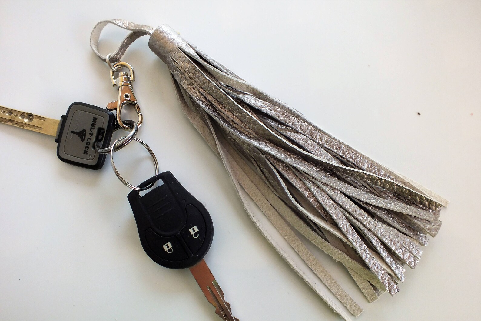 Matt Silver Keychain Leather Fringe Zipper Pull Leather Tassel - Etsy ...