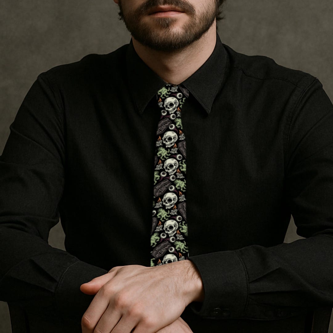 Zombie Print Tie – Horror Necktie for Men – Halloween Party Outfit ...