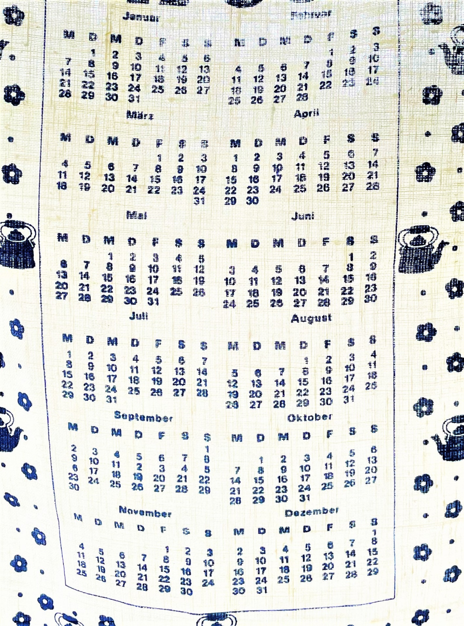 Vintage 1985 Cloth Calendar. Great Gift Idea for Someone Born in 1985 ...