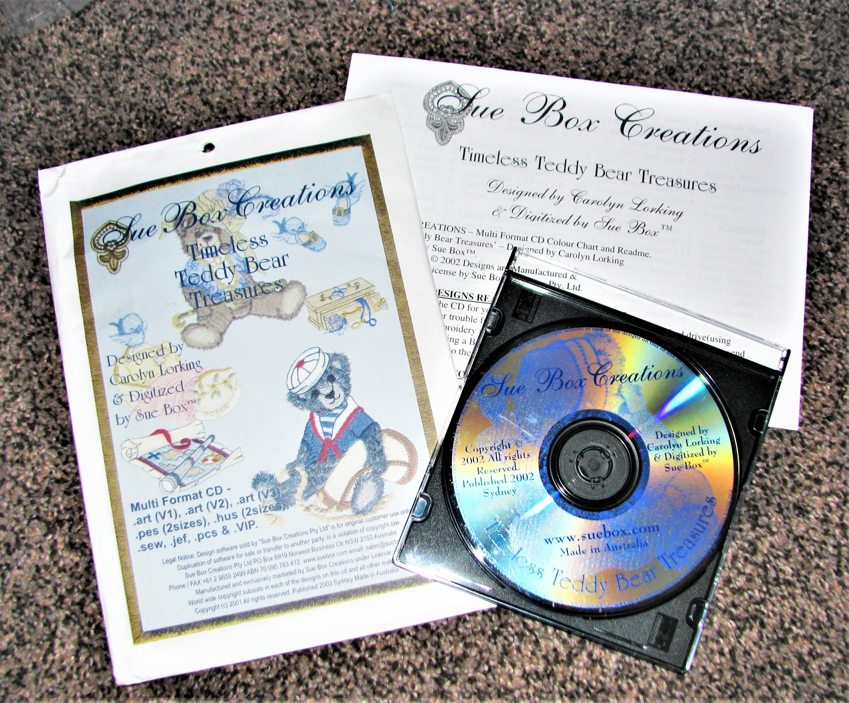 Sue Box Creations Machine Embroidery Design Cds. Teddy Bears, Fairies ...