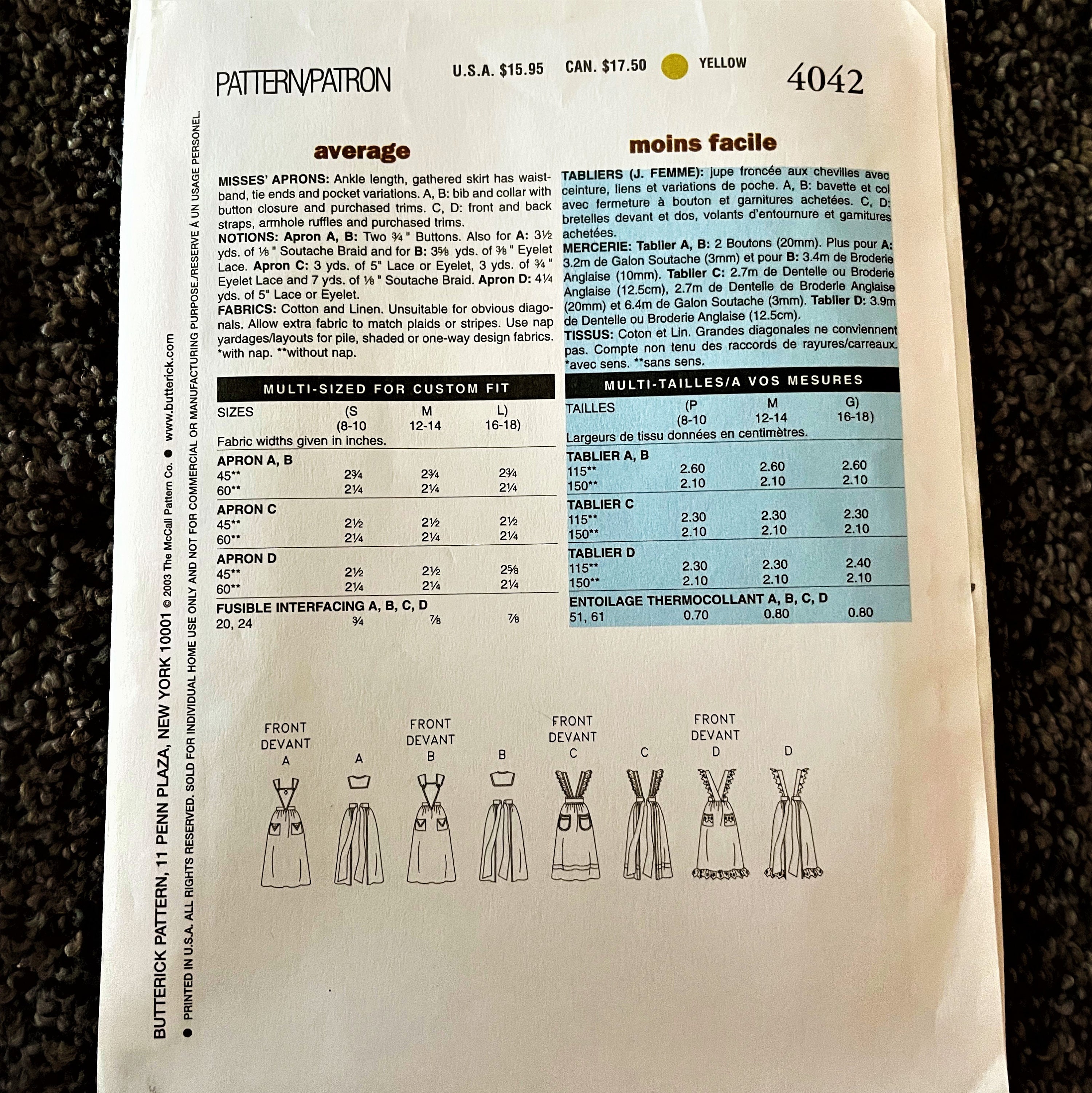 Butterick Historic Apron, Nightgown and Accessories Patterns Based on ...