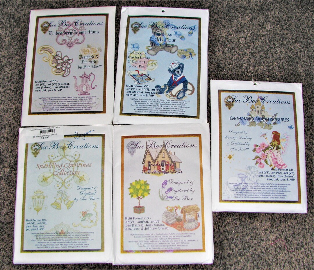 Sue Box Creations Machine Embroidery Design Cds. Teddy Bears, Fairies ...