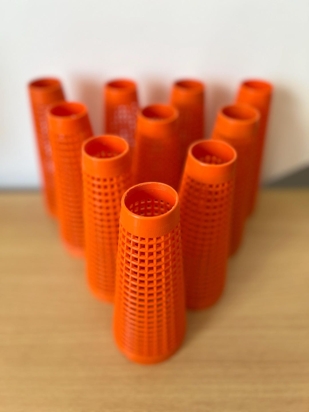 10 Orange Plastic Yarn (meshed) Large Cones for Wool Winding and Craft ...