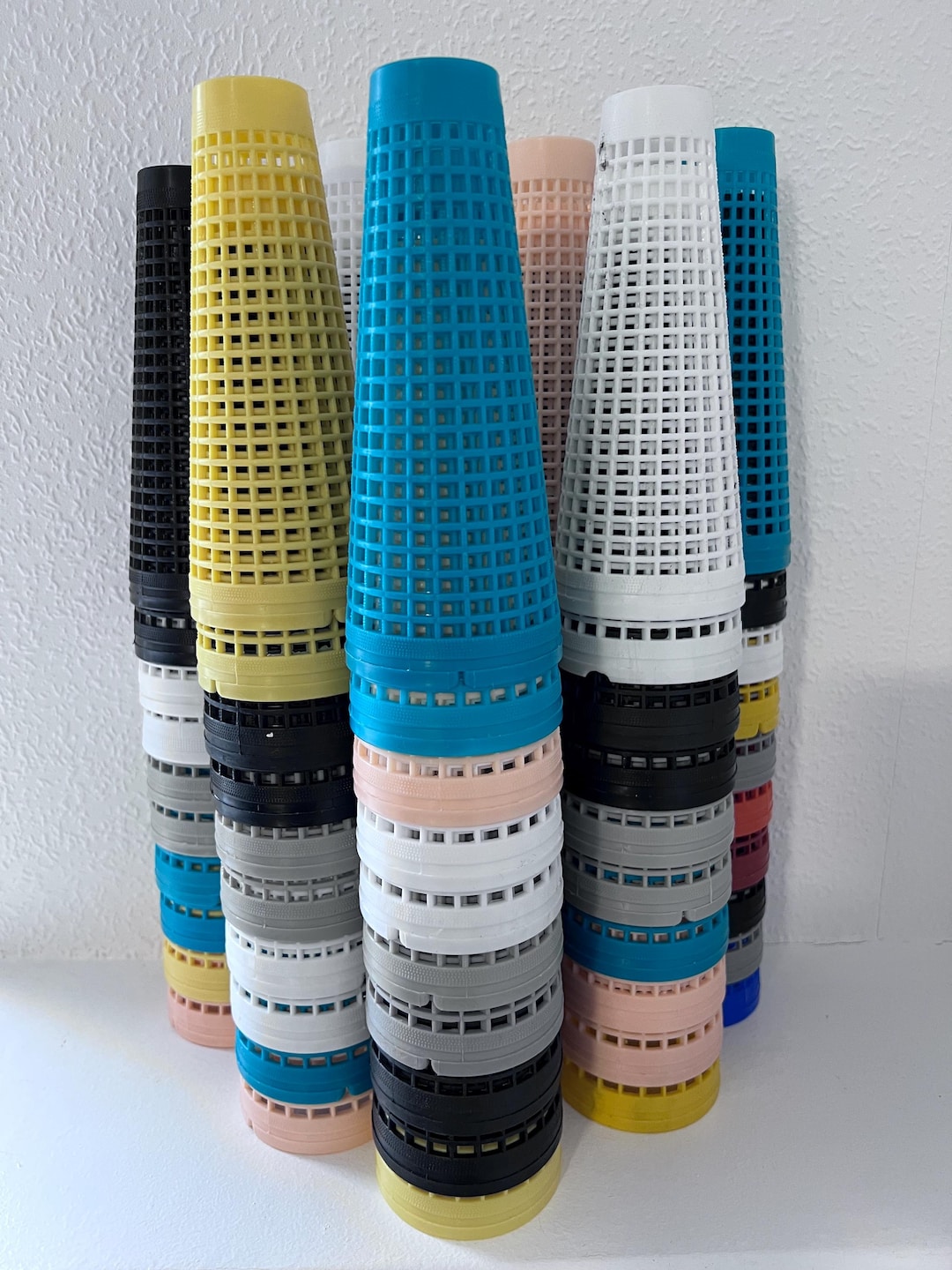 10 Multi-coloured Plastic Yarn Cones for Wool Winding and Craft Use ...