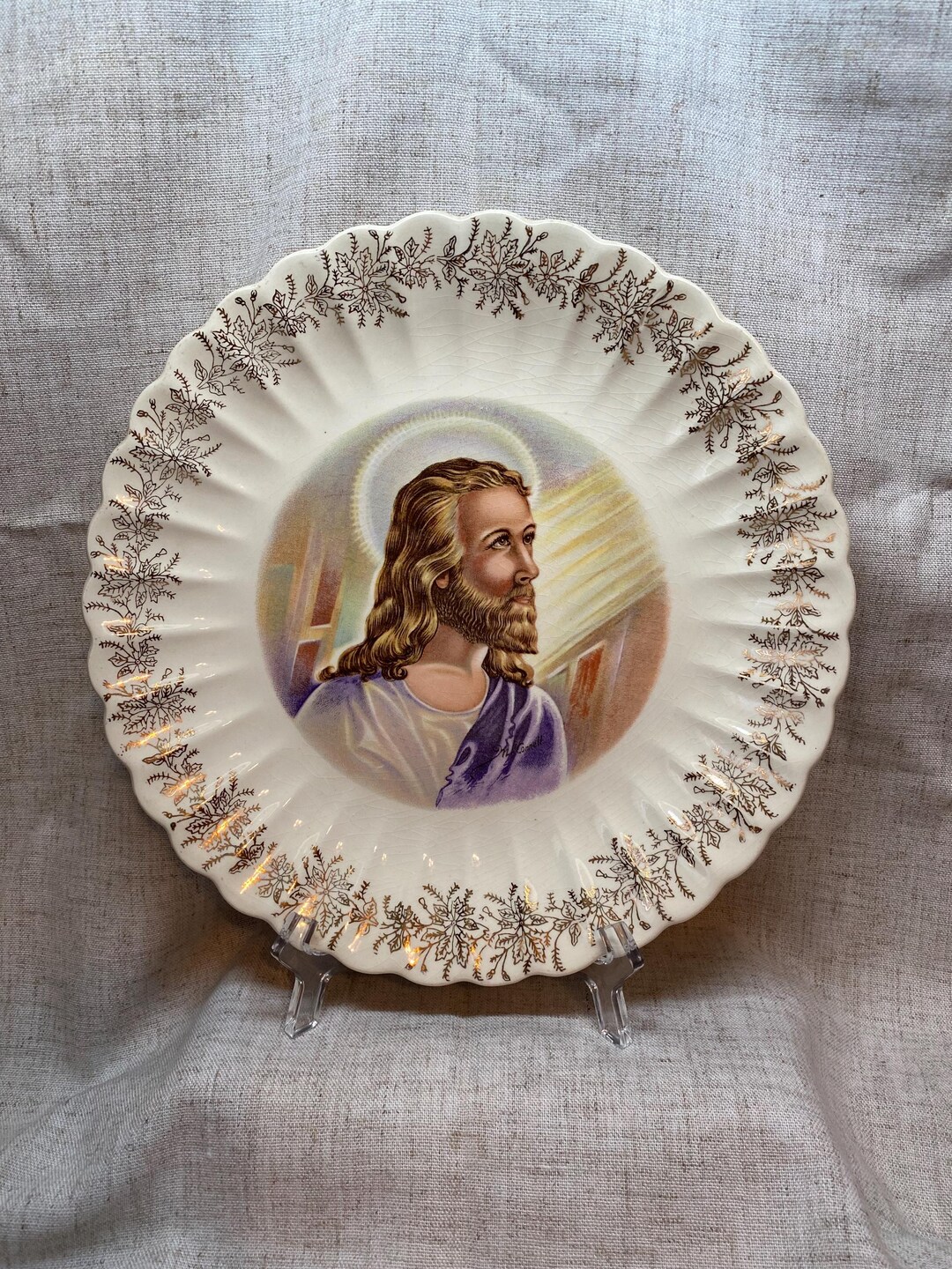 Inspirational Jesus Plate. First Edition. 23 K Gold. Sanders MFG Co in ...