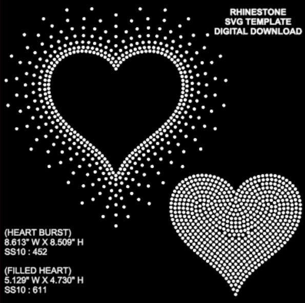 Heart Scatter Burst Rhinestone Template SVG - Etsy