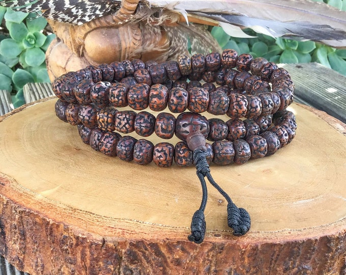 108 Natural Rudraksha Seed Mala Prayer Beads - Rudraksha Japa Mala ...