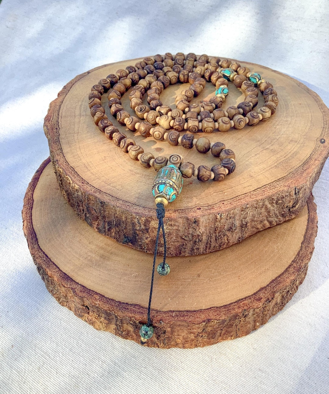 Ancient Om Mani Padme Hum Mantra 108 MALA Prayer Beads - Engraved Brown ...