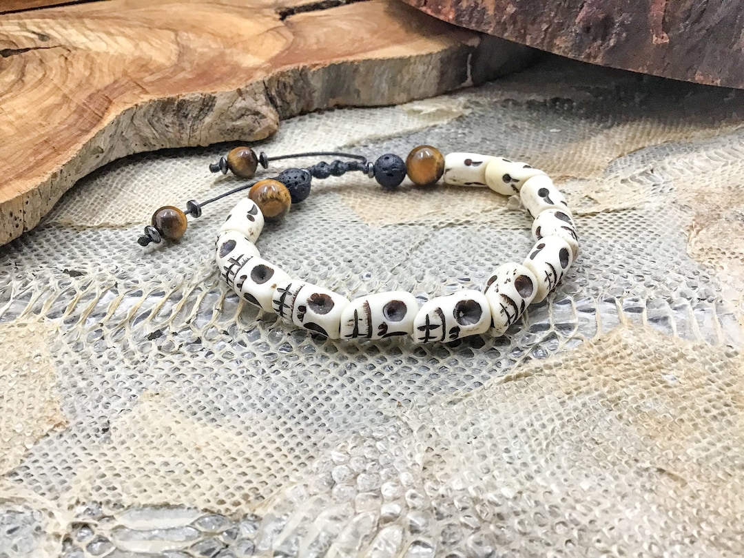 Lucky Skulls Talisman Bracelet Buddhist Bracelet Yak Bone Hand Carved ...