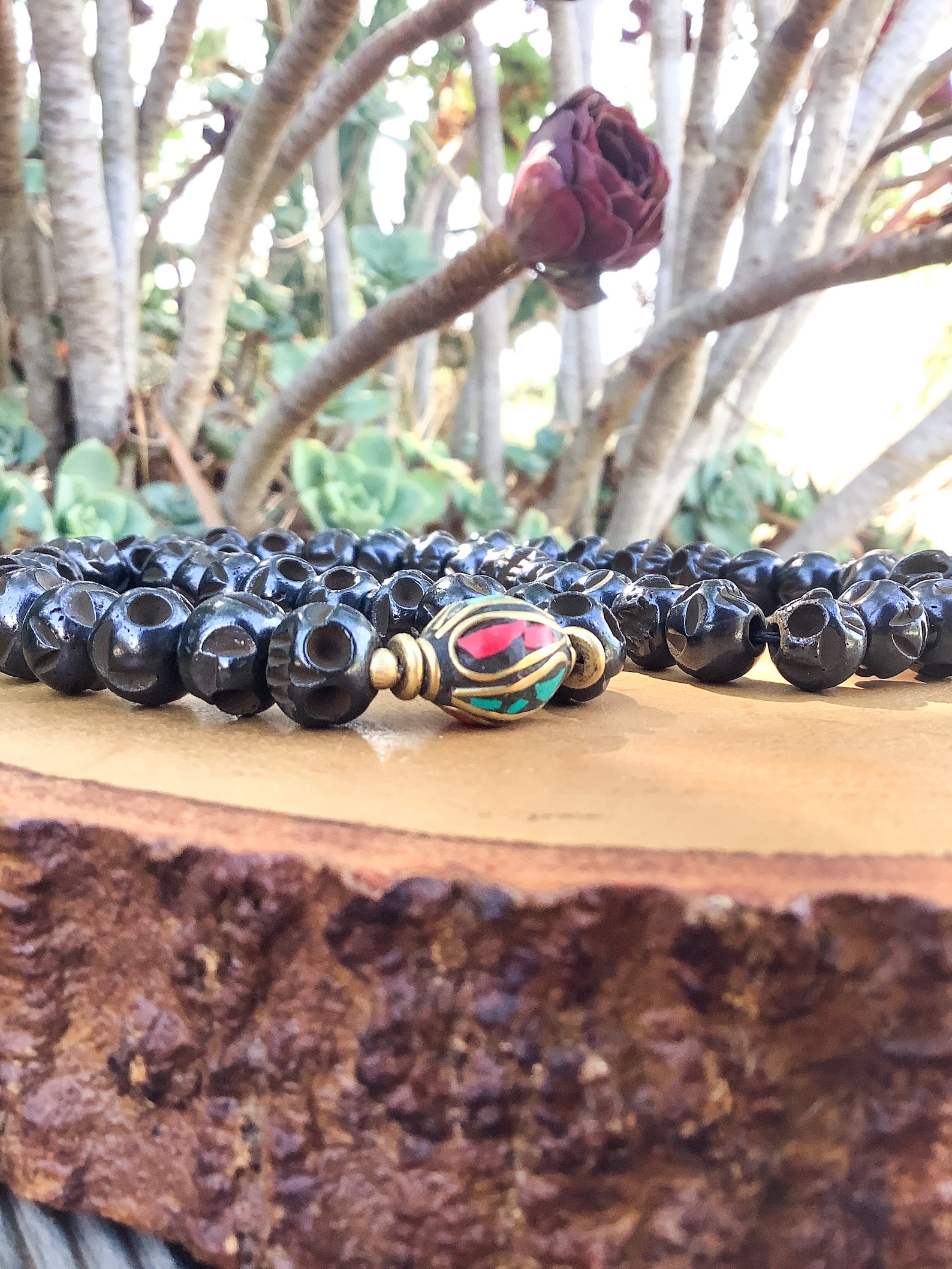 Black Short KALI MALA Sacred Skull Prayer Beads Hand Carved - Etsy