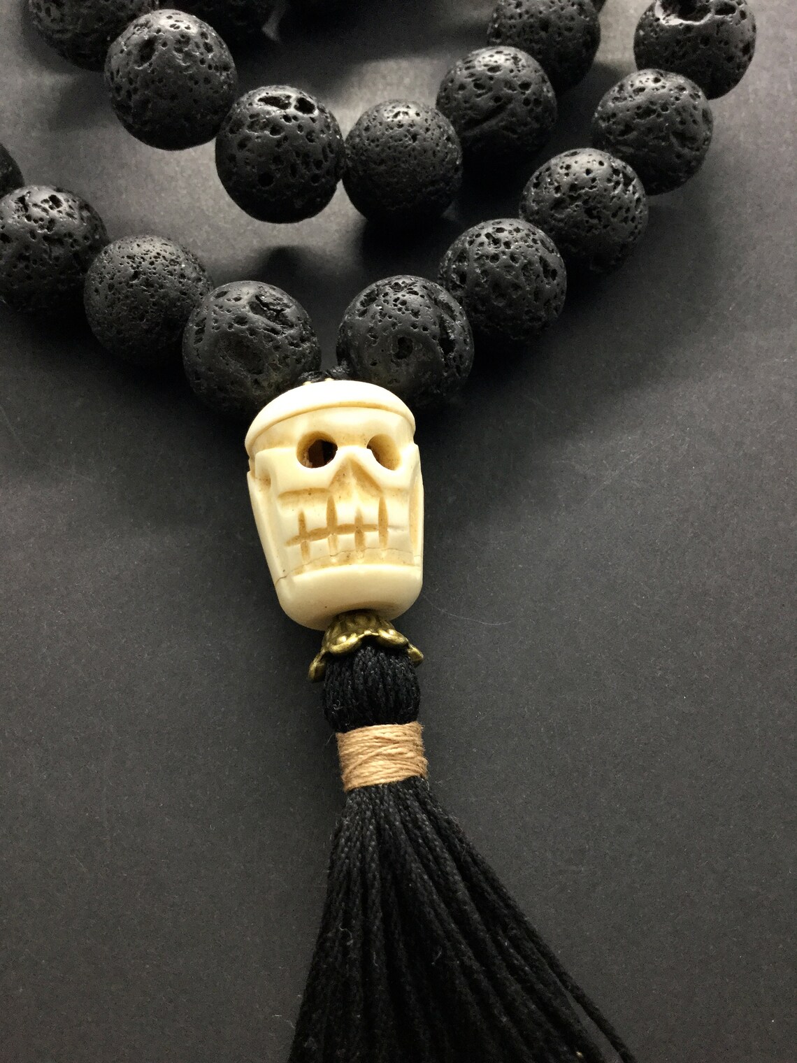 Black Baba Skull Mala Beads black Tassel Long Man's | Etsy