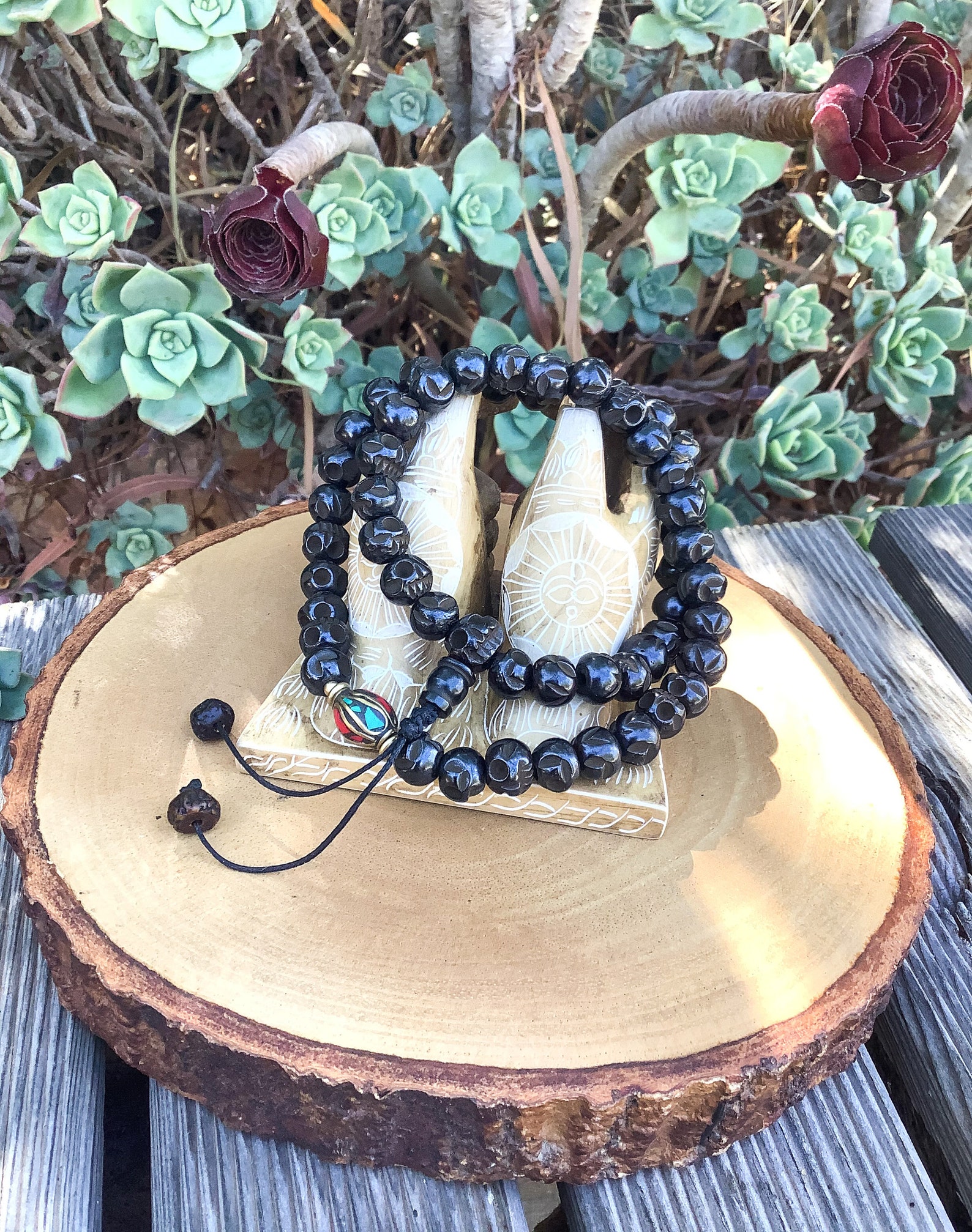 Black Short KALI MALA Sacred Skull Prayer Beads Hand Carved - Etsy