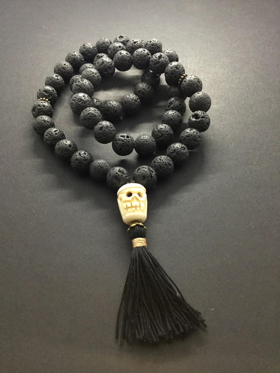 Black Baba Skull Mala Beads black Tassel Long Man's | Etsy