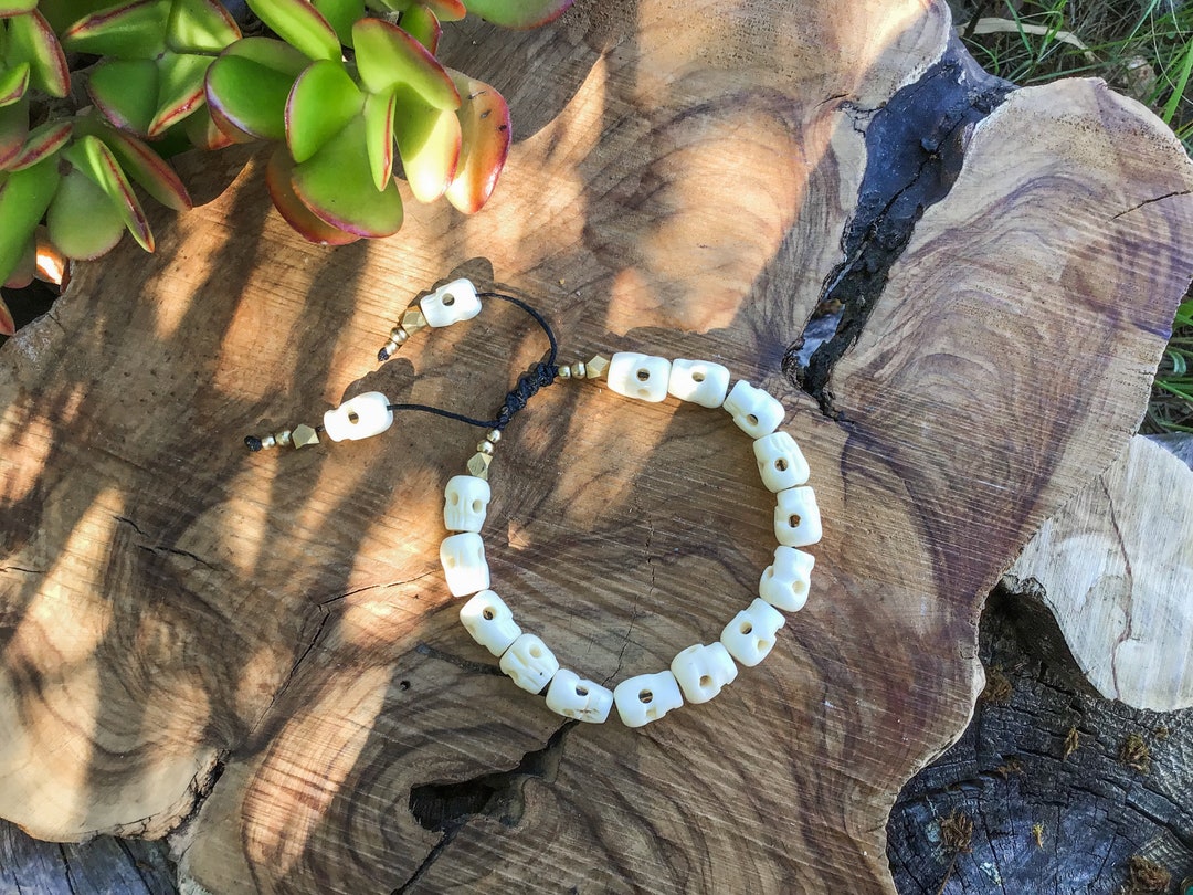 Hand Carved Yak Bone Skull Bracelet - Nepalese Tribal Boho Wristlet - Etsy