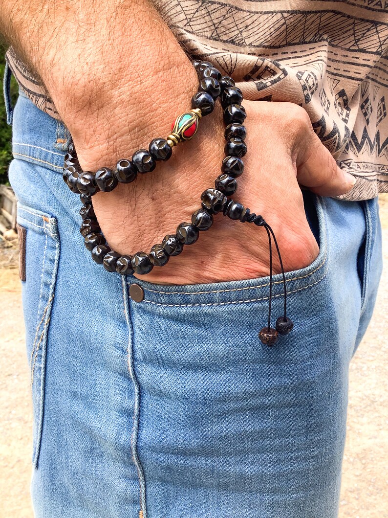 Black Short KALI MALA Sacred Skull Prayer Beads Hand Carved - Etsy