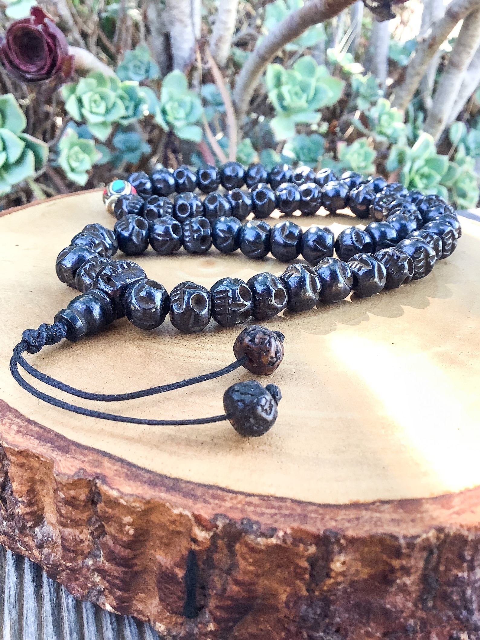 Black Short KALI MALA Sacred Skull Prayer Beads Hand Carved - Etsy