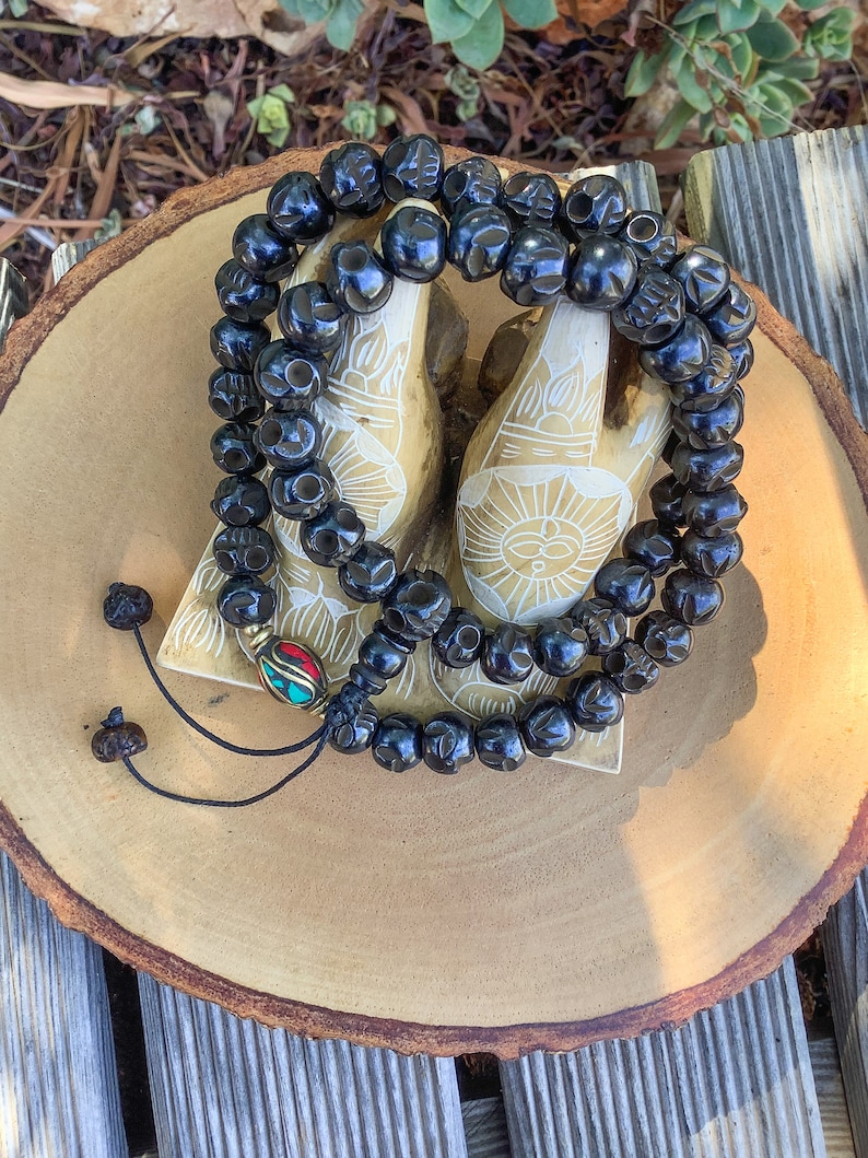 Black Short KALI MALA Sacred Skull Prayer Beads Hand Carved - Etsy