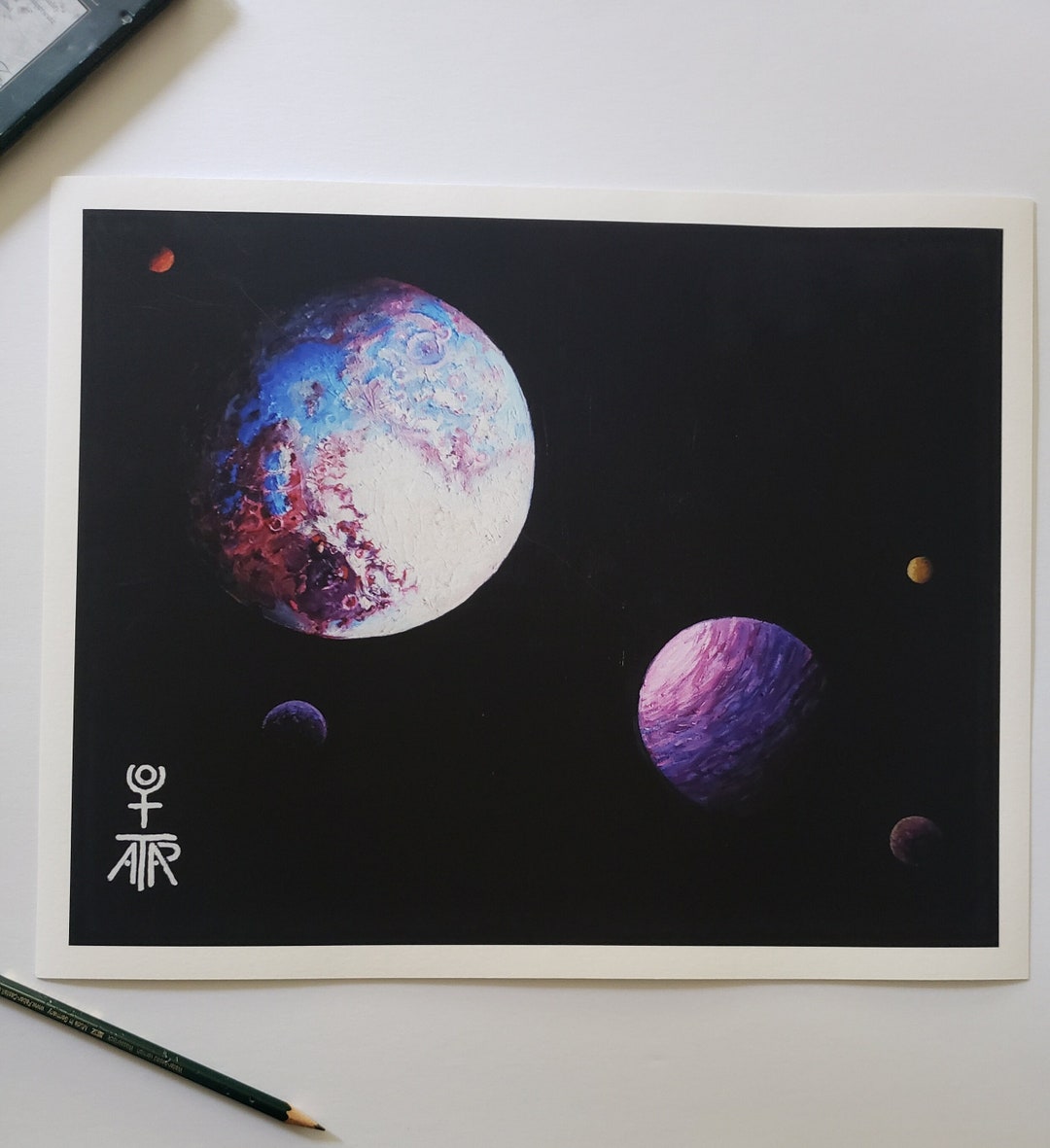 Pluto | Black Space, Fine Art Print, Giclée, Planet, Outer Space, Oil ...