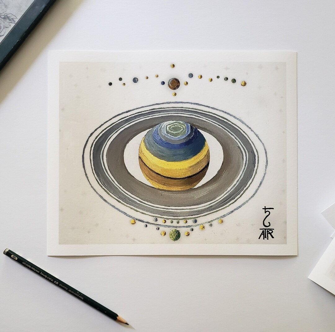Saturn | White Space, Fine Art Print, Giclée, Planet, Outer Space, Oil ...