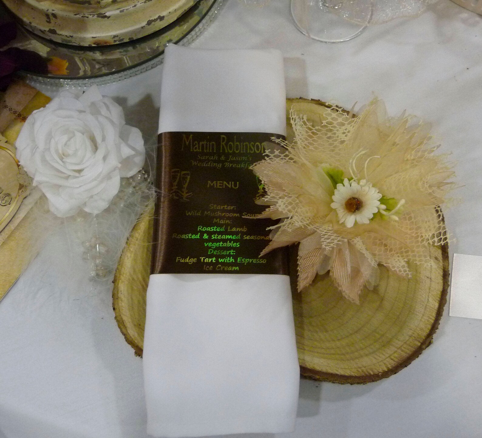 Menu Ribbon, Place Setting Menu, Wedding Menu, Napkin Menu, Custom ...