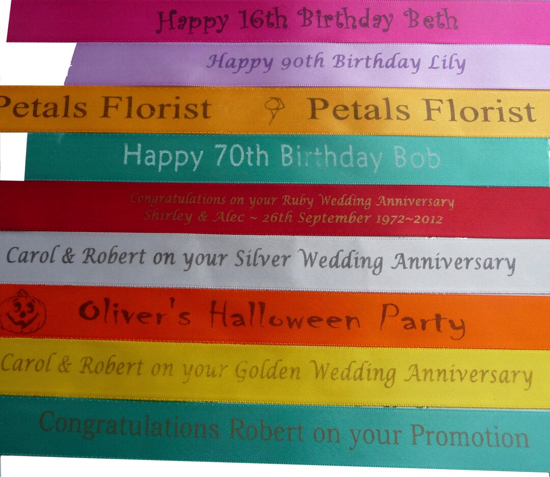 Personalised Ribbon 20mm Width for All Occasions, Custom Ribbon, Cake ...