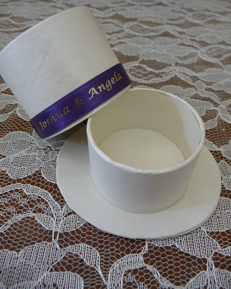 Top Hat Wedding Favour Box Personalised Bride & Grooms Name Date of ...