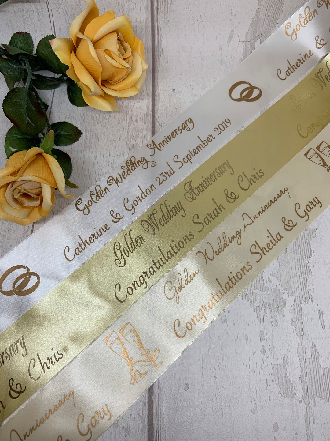 Personalised WEDDING ANNIVERSARY Ribbon Customised for Silver, Ruby ...