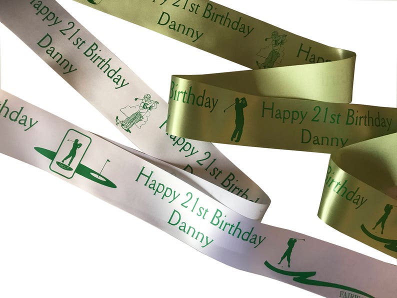 Personalised GOLF Theme Ribbon, 45mm Width, Minimum Order One Metre ...