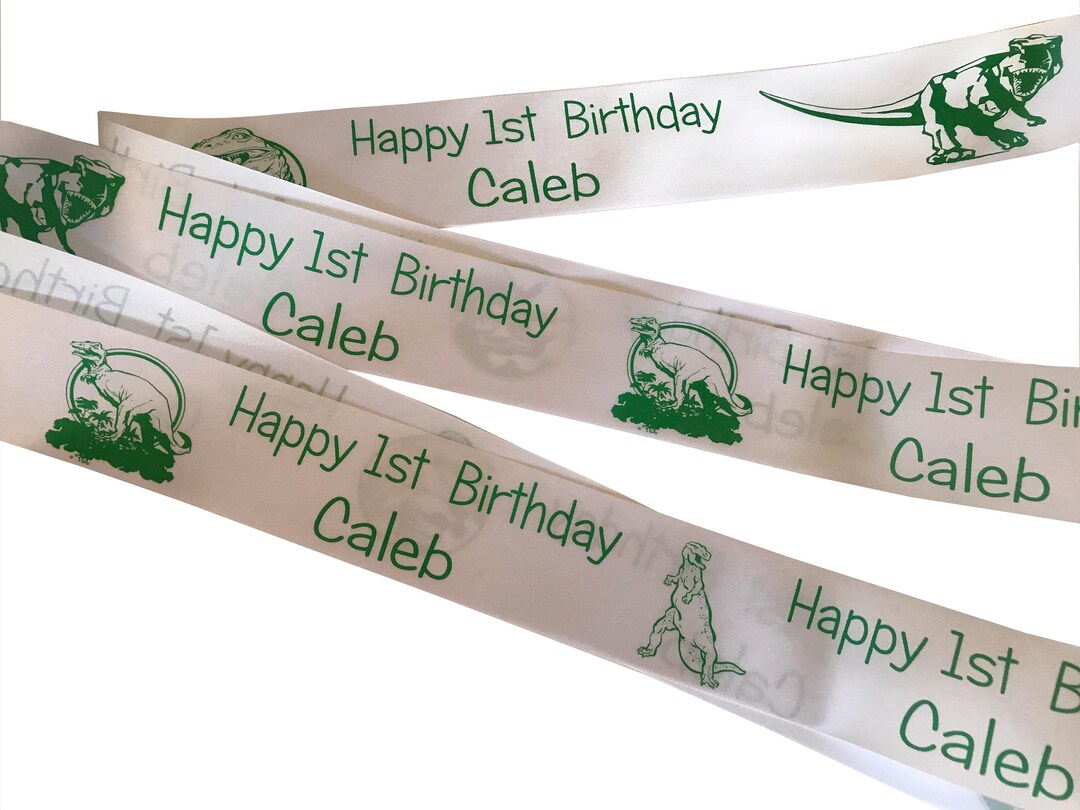 DINOSAUR Ribbon Personalised, Dinosaur Party, Dinosaur Birthday ...