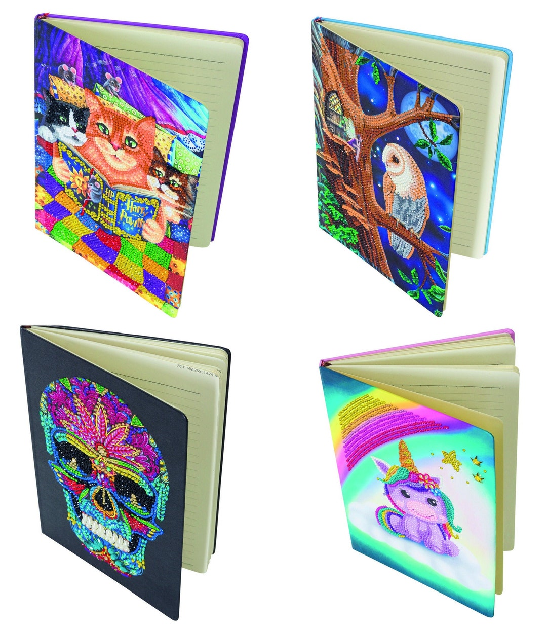 Crystal Art DIY Notebook 4 Designs Owl & Fairy Tree, Skull, Kitten ...