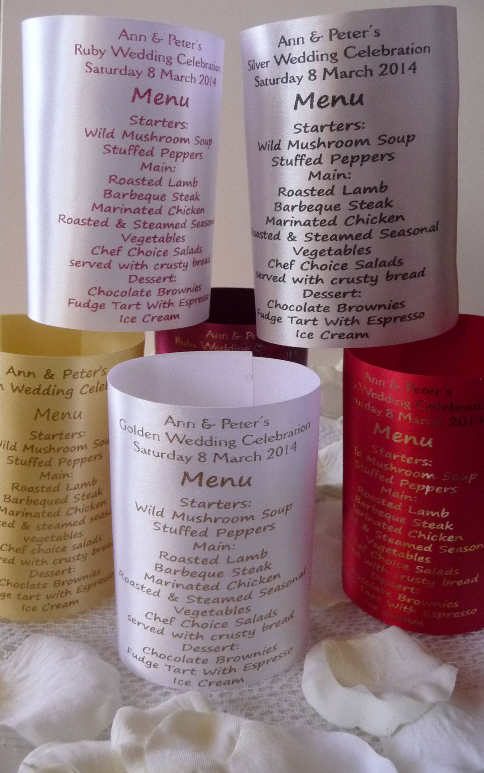 Menu Ribbon, Place Setting Menu, Wedding Menu, Napkin Menu, Custom ...