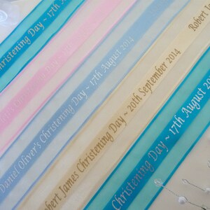 Christening Ribbon Personalised Organza & Satin, First Holy Communion ...