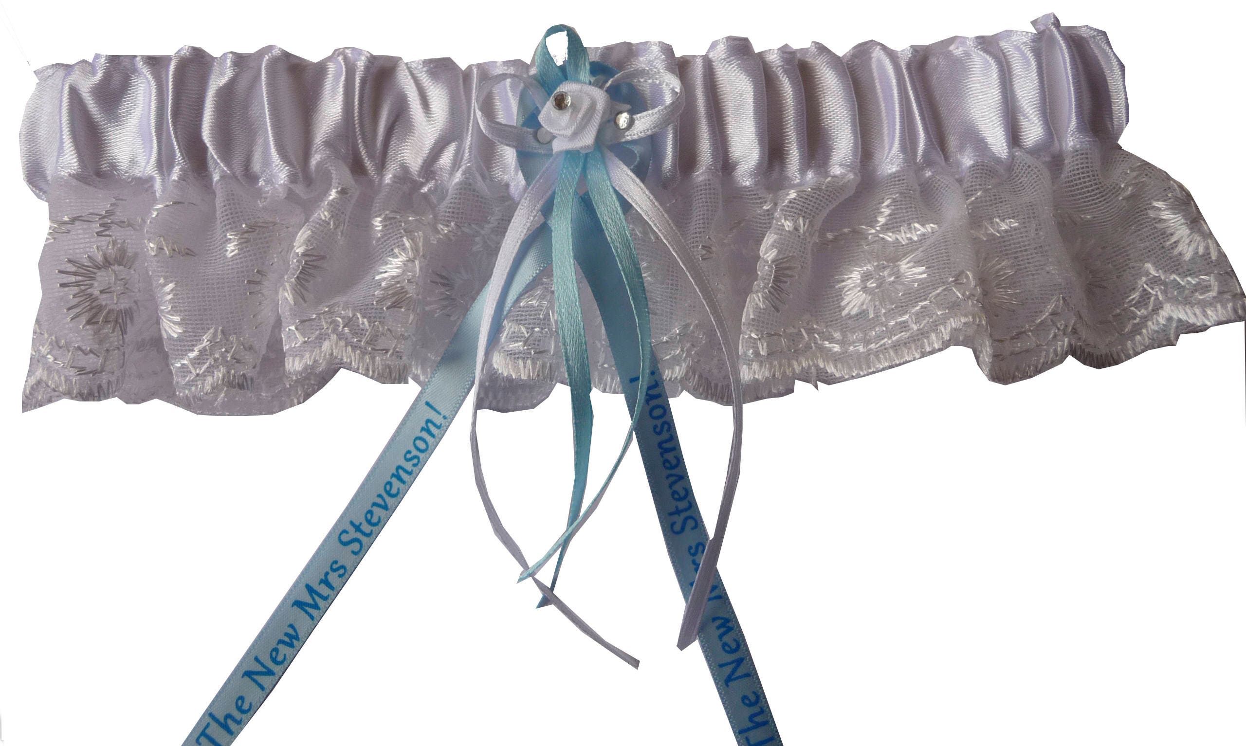 Wedding Bridal Garter with Personalised ribbon Satin & Lace | Etsy