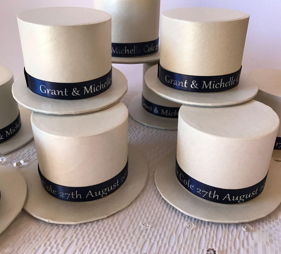 Top Hat Wedding Favour Box Personalised Bride & Grooms Name Date of ...