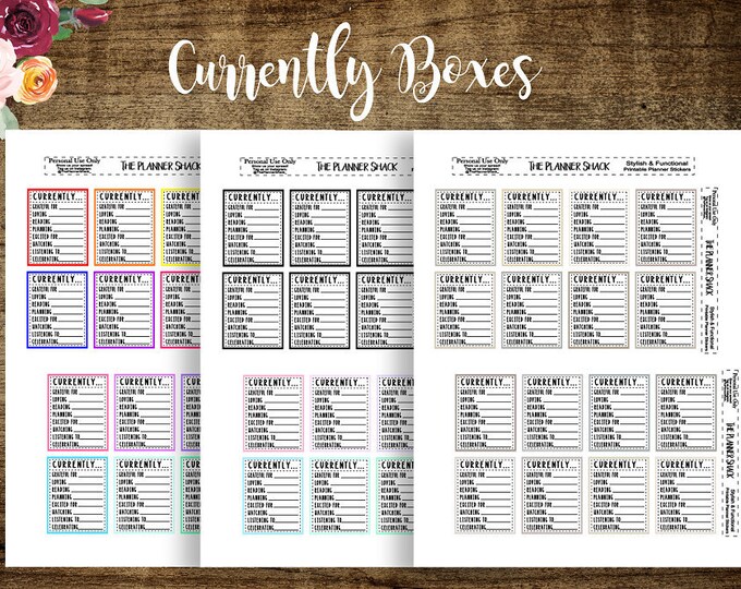 Currently Boxes Erin Condren Printable Planner Stickers Planner ...