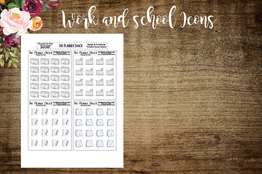 Work Icons School Icons Planner Icons Printable Planner - Etsy