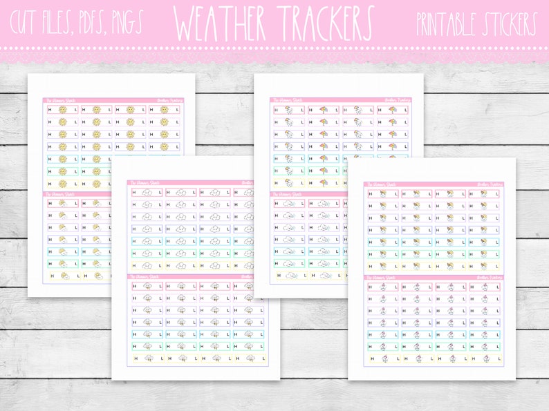 PRINTABLE Weather Trackers | Kawaii Weather Trackers | Daily High and ...