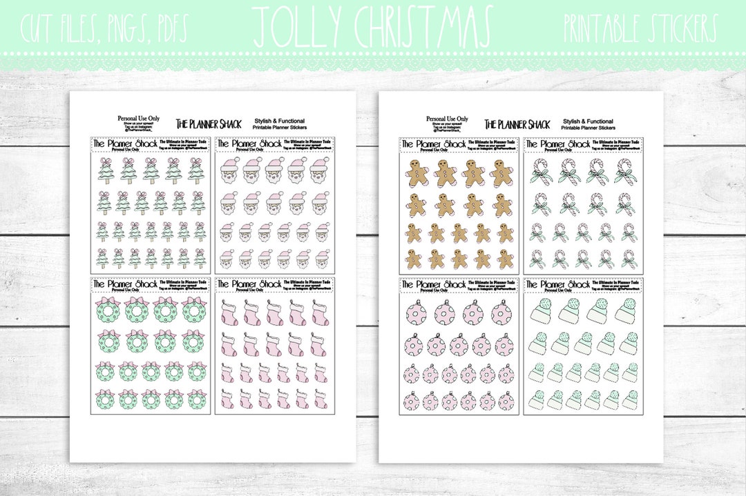 Holly Jolly Christmas Doodles Christmas Printable Planner Stickers ...