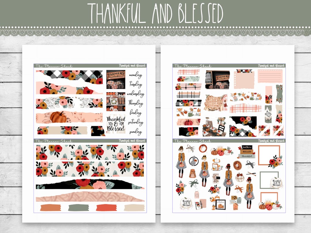 Printable Thanksful and Blessed Journaling Kit Thanksgiving Printable ...