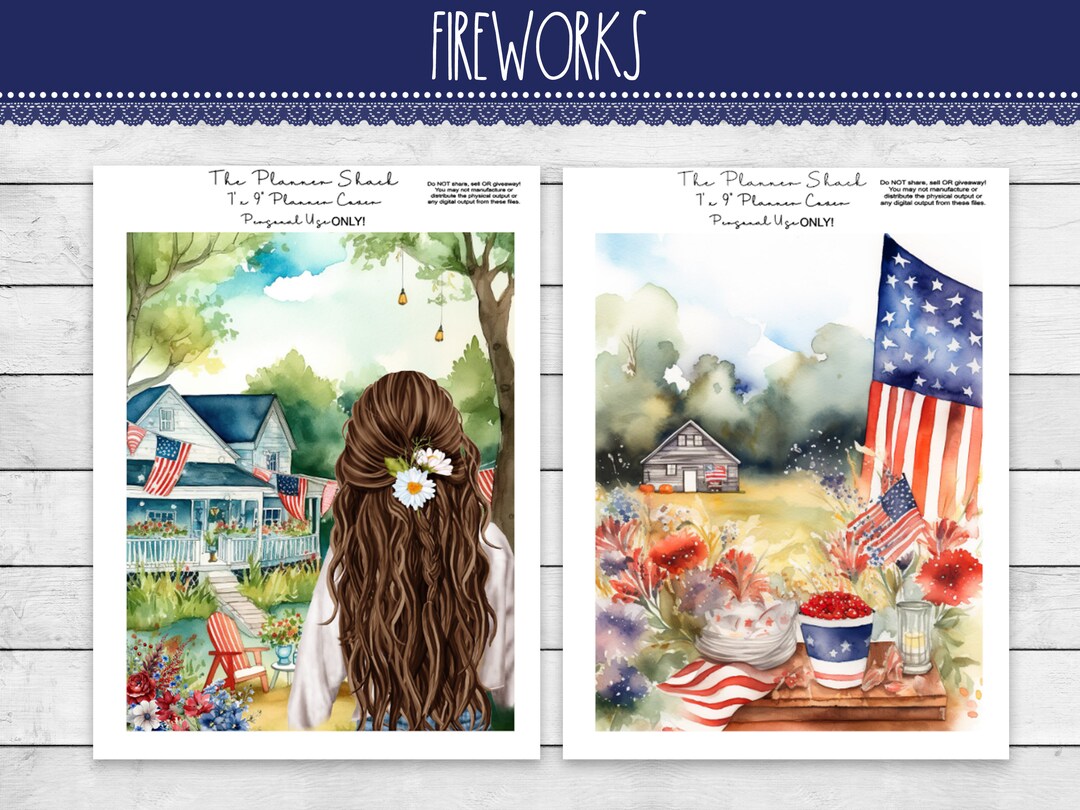 Fireworks 2 Planner Covers | 4th of July Planner Covers | Erin Condren ...