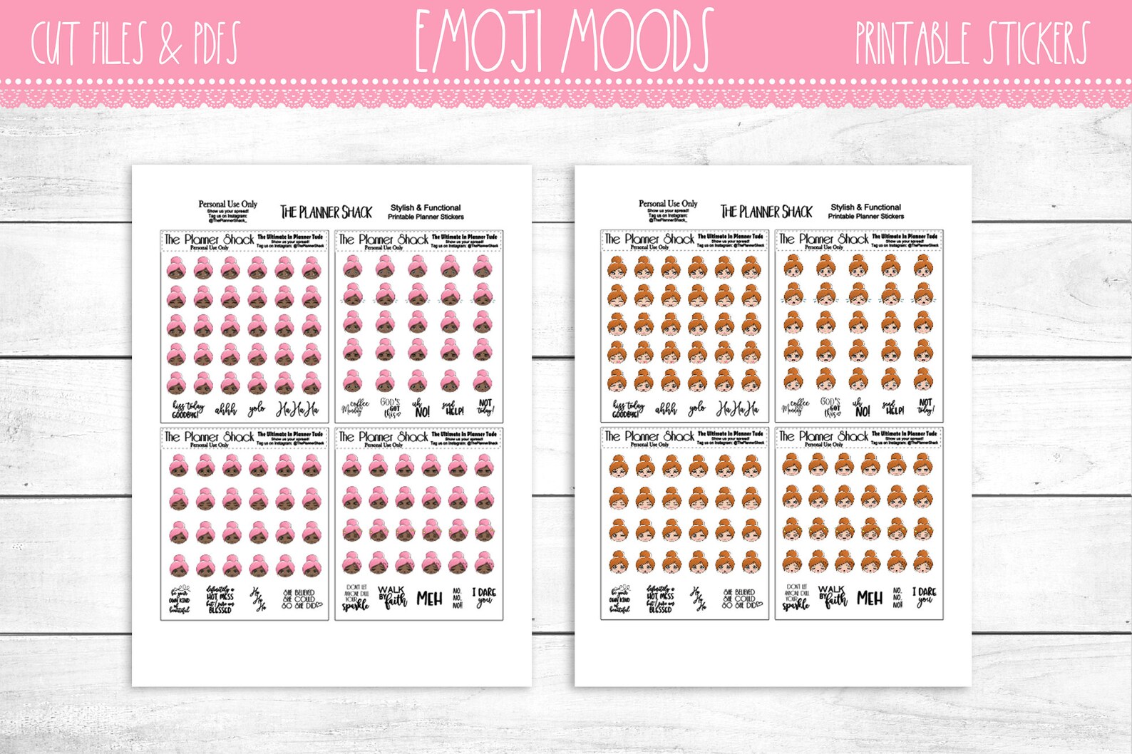 Mood Trackers | Moods | Emoji | Kawaii Girls | Printable Planner ...