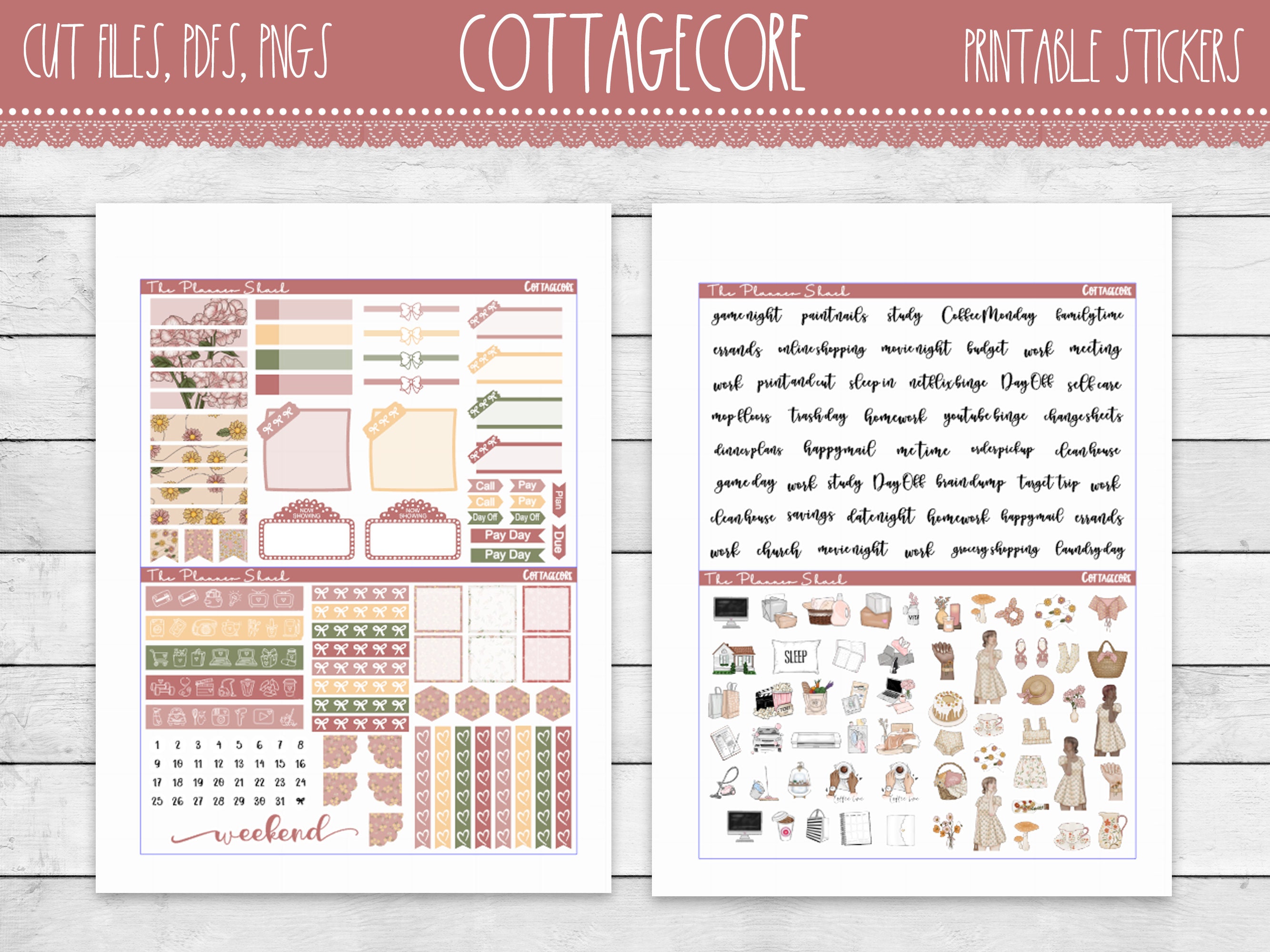 Printable Cottagecore Vertical Weekly Erin Condren - Etsy