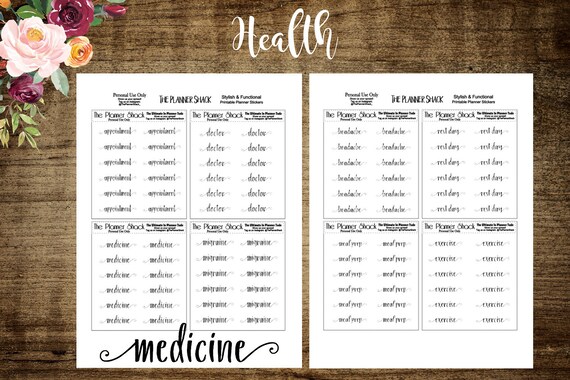 Curly Health Scripts Printable Planner Stickers Script | Etsy